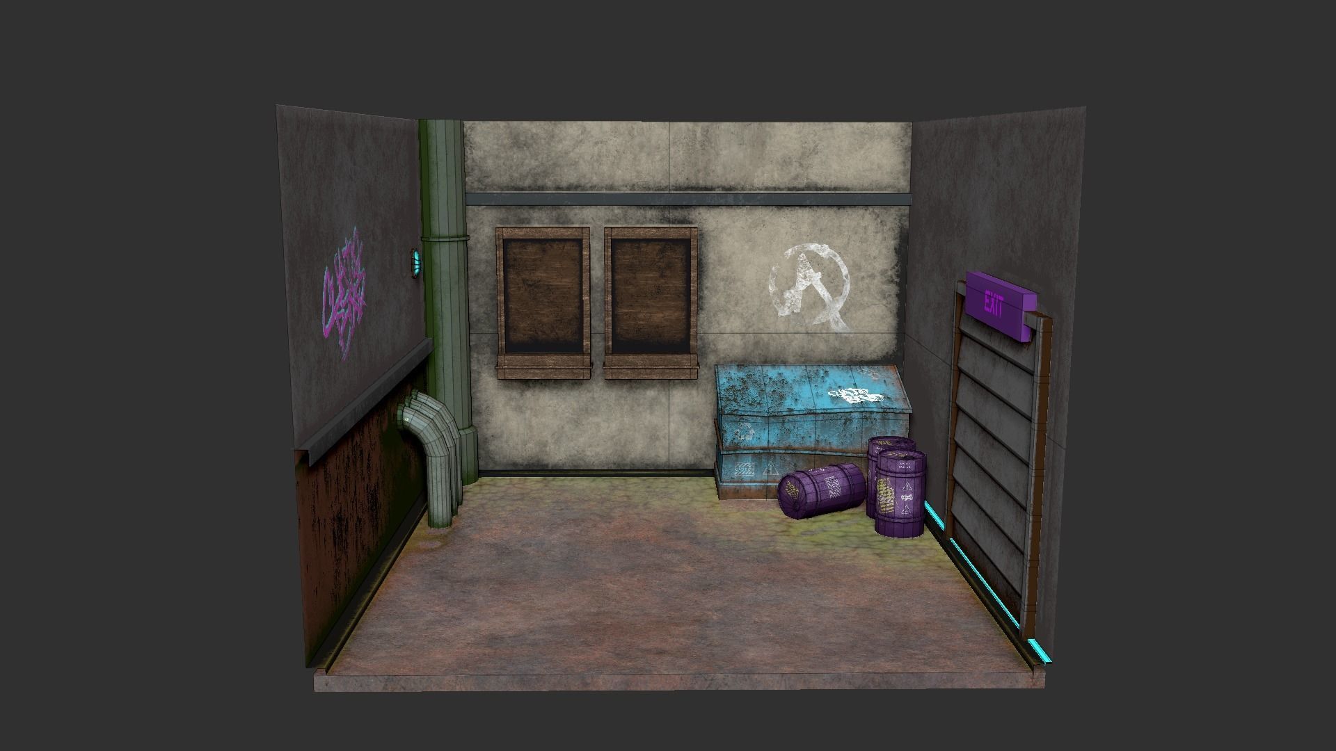 3D model Back Alley Backdrop - Neon Cyberpunk Scenery - Full Perm VR ...