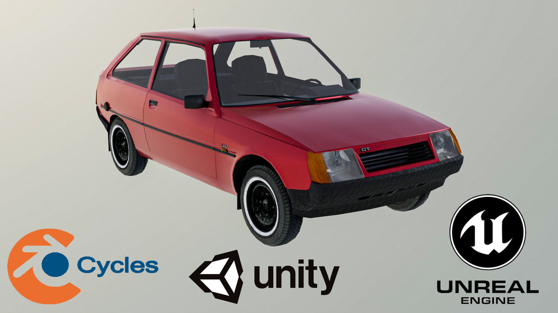 Generic Hatchback Low-poly 3D model Game Ready free VR / AR / low-poly ...