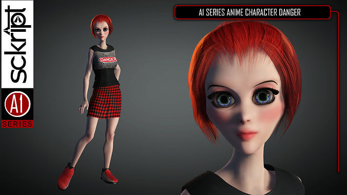 Anime Danger 3D model rigged | CGTrader