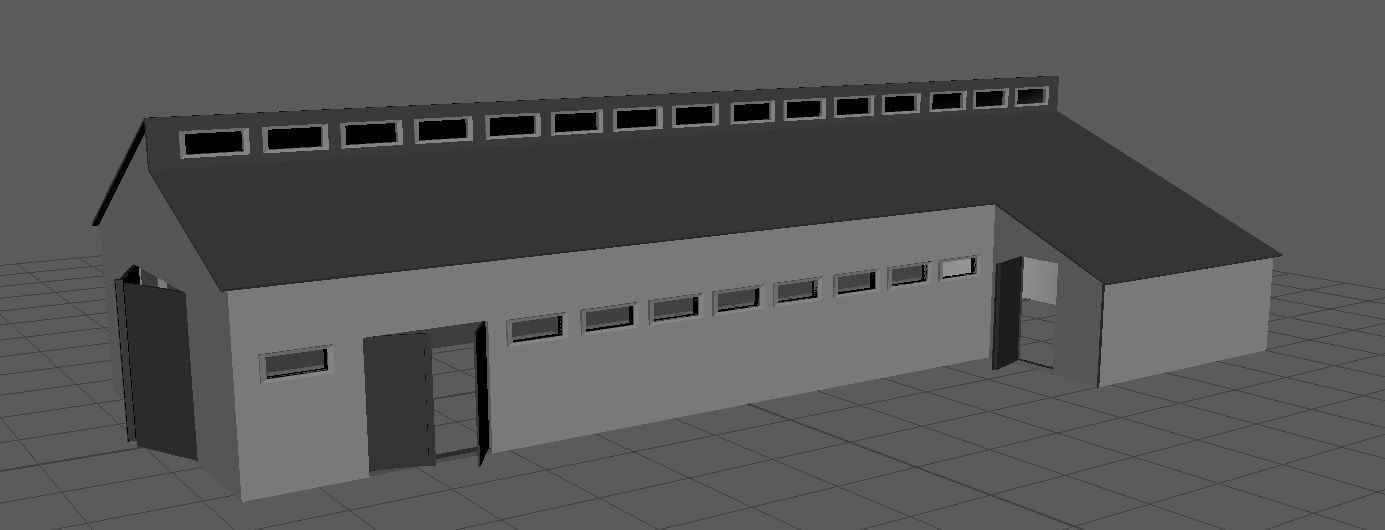 Stable barn with doors and windows 3D model | CGTrader