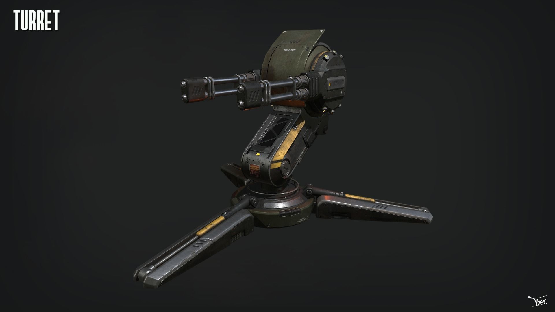 3D model Turret Low poly Game Ready PBR VR / AR / low-poly | CGTrader