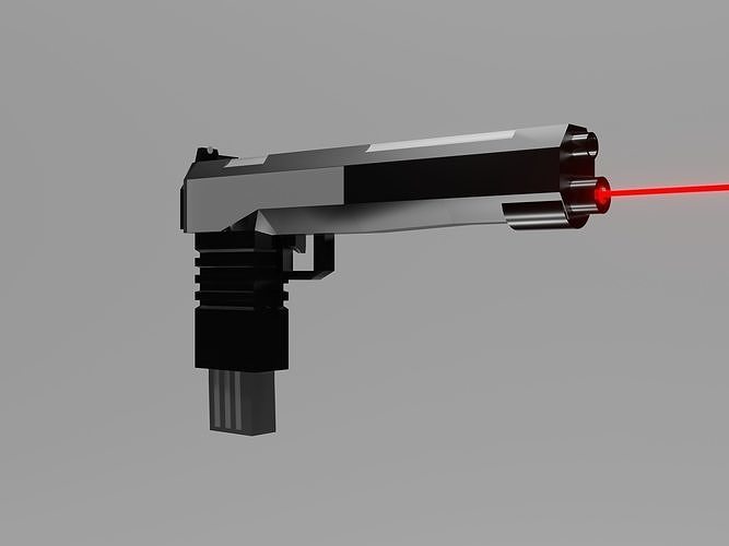3D model Gun with laser for your game VR / AR / low-poly | CGTrader