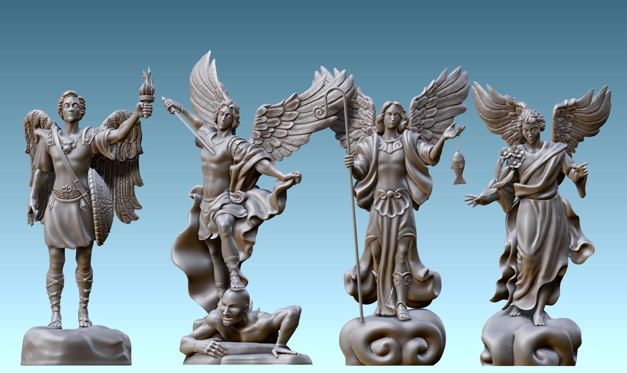 The Four Archangels - CNC Rounting - Wood - Stone - Metal 3D model 3D ...