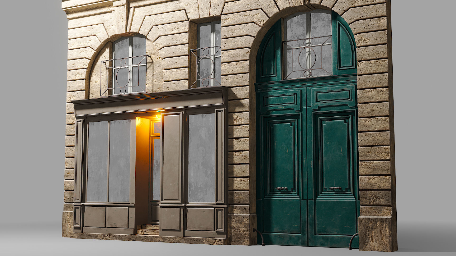 Arched facade with shop 3D model | CGTrader