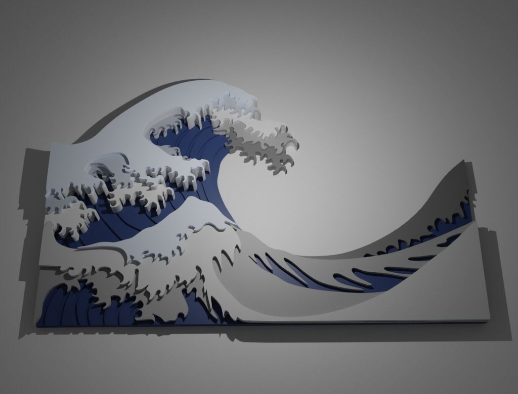 Kanagawa tsunami decoration 3D model 3D printable | CGTrader