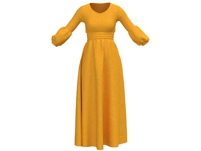 yellow dress 3D model | CGTrader