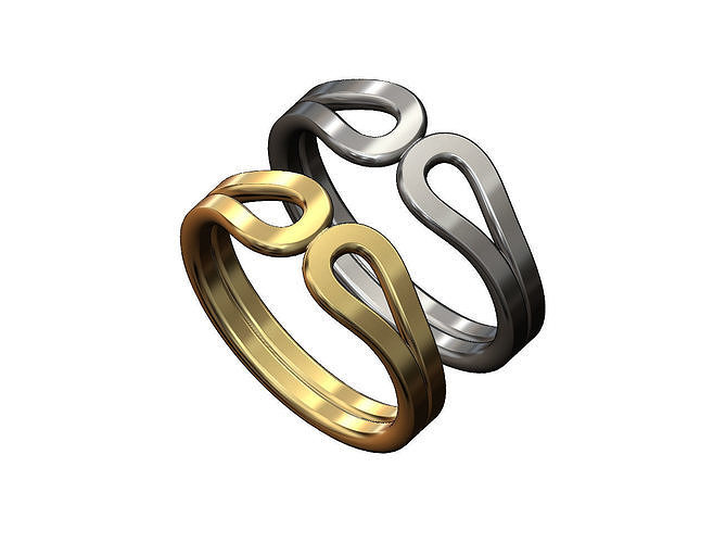 Simple flat double loop band US size 5 to 11 3D model 3D printable ...