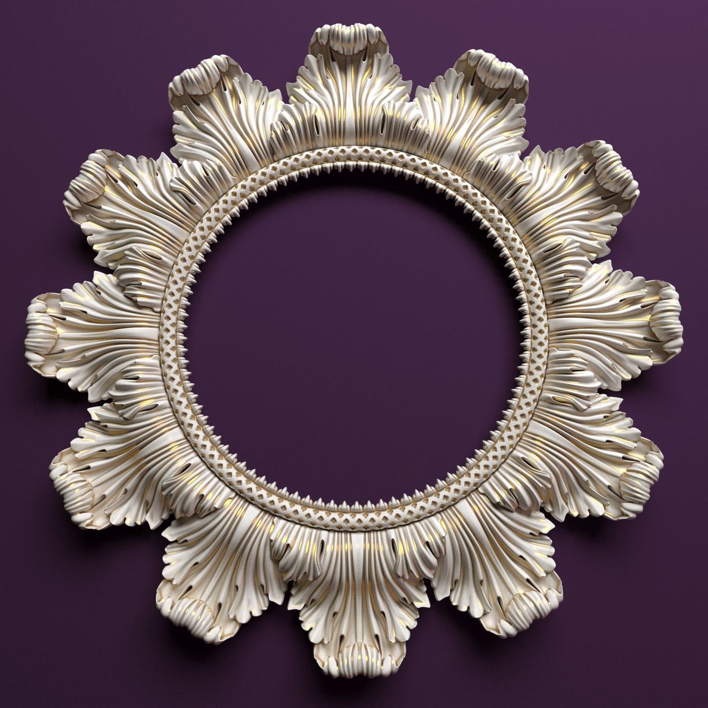 Carved round frame with acanthus leaves 3D model | CGTrader