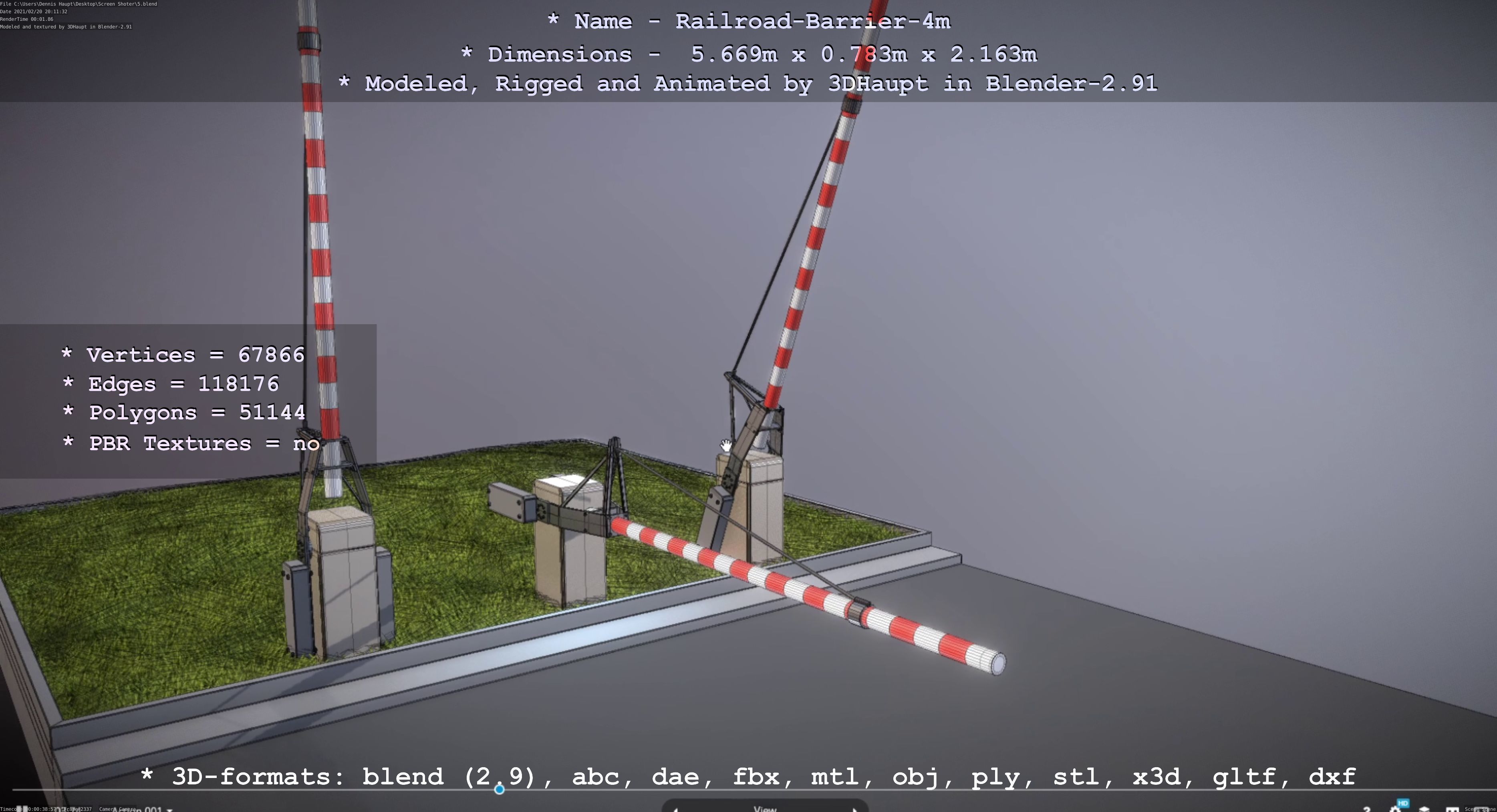 Railroad Barrier 4m High-Poly 3D model animated | CGTrader