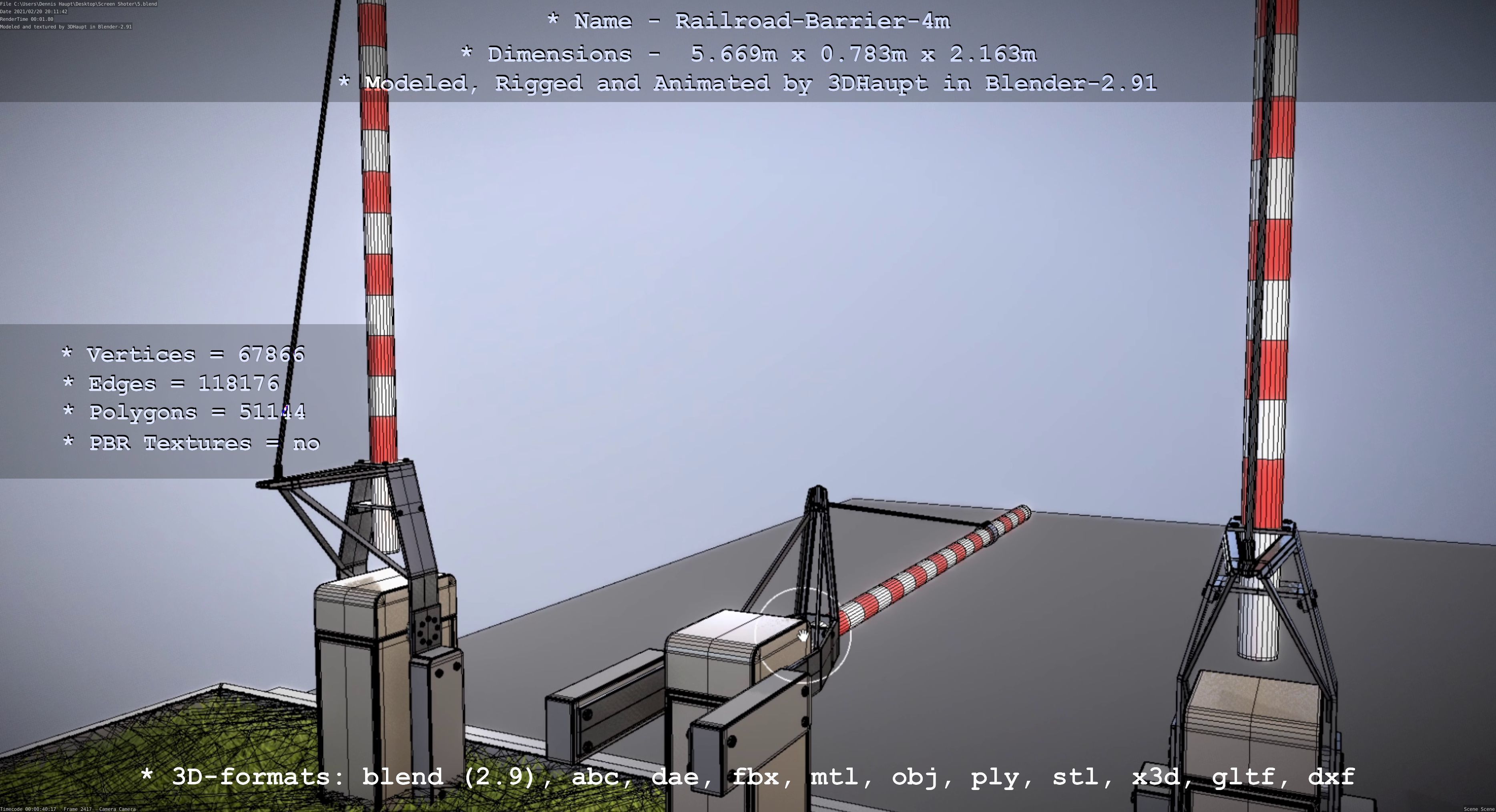 Railroad Barrier 4m High-Poly 3D model animated | CGTrader