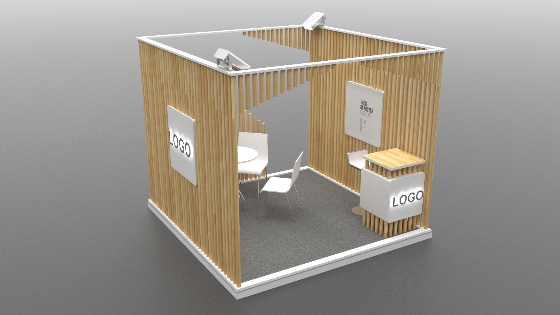 3D model Exhibition stand 3 x 3 meters | CGTrader