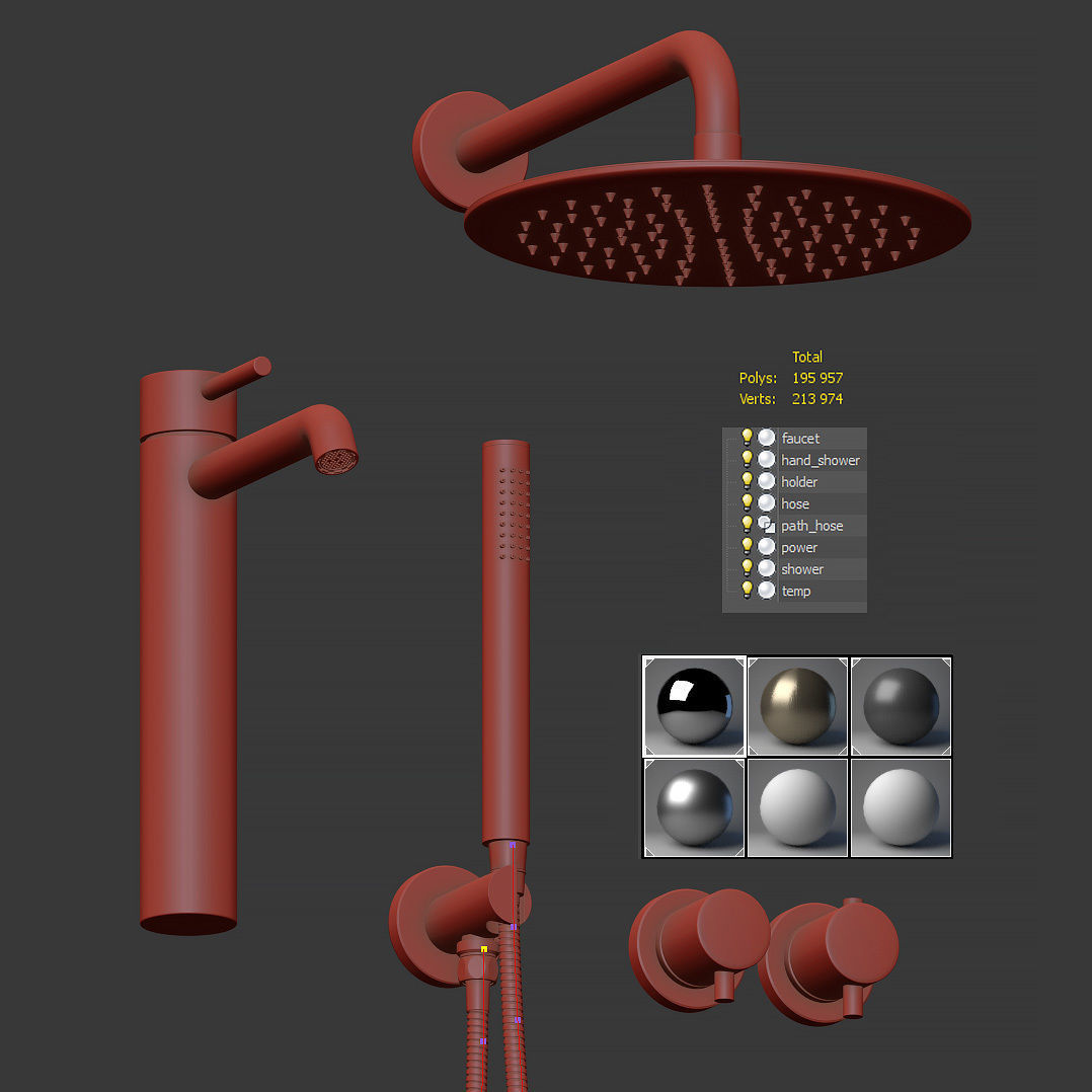 Bathroom plumbing set 3D model | CGTrader