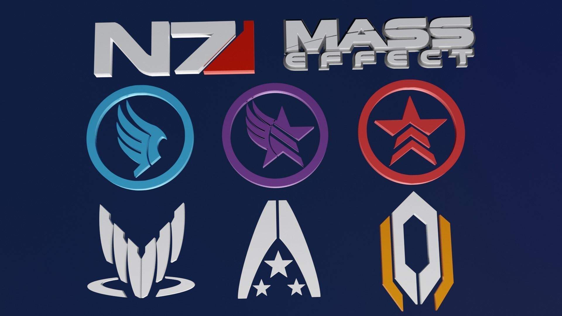 Logos and symbols Mass Effect 3D model 3D printable | CGTrader