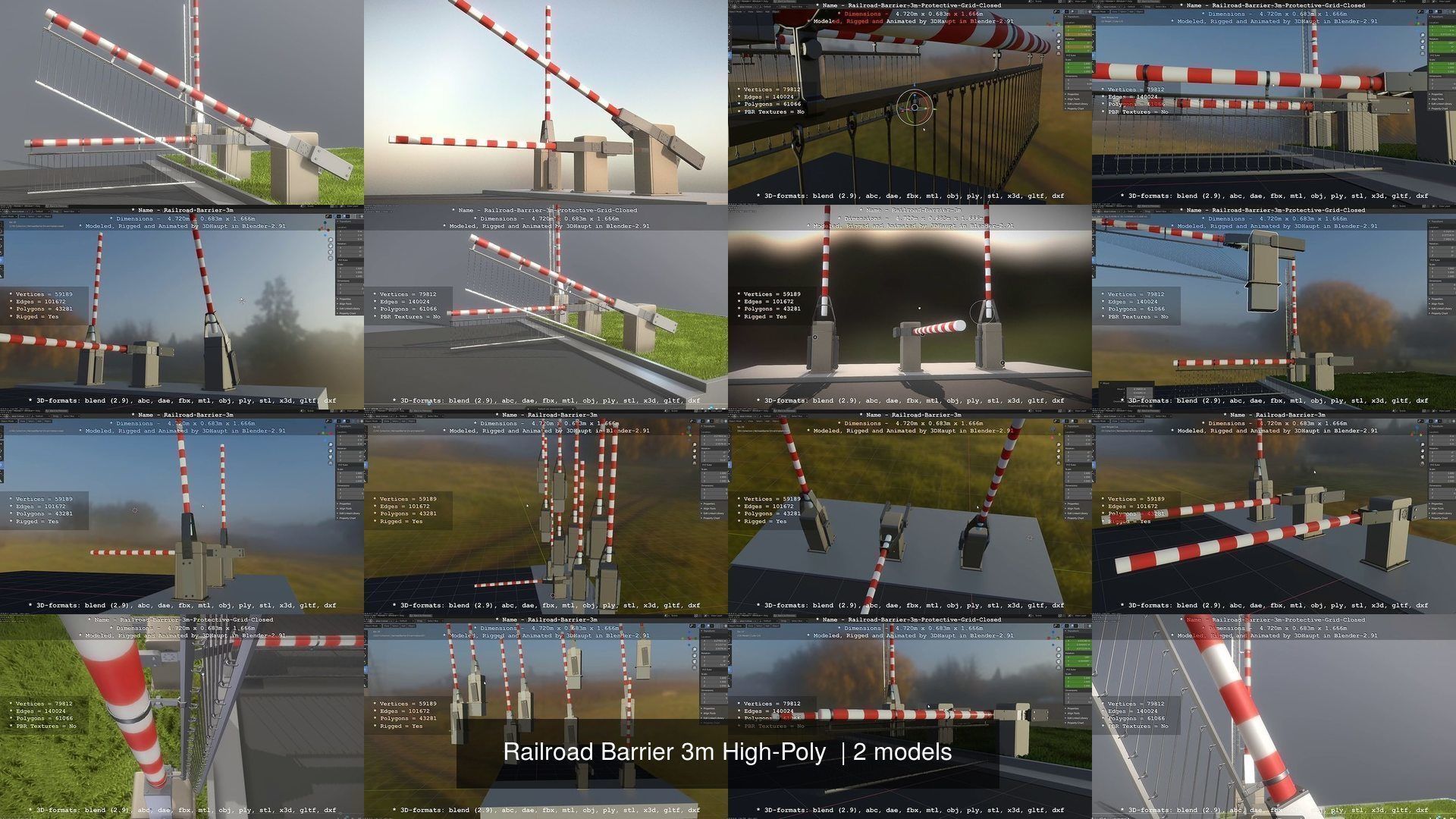 Railroad Barrier 3m High-Poly 3D Model Collection | CGTrader