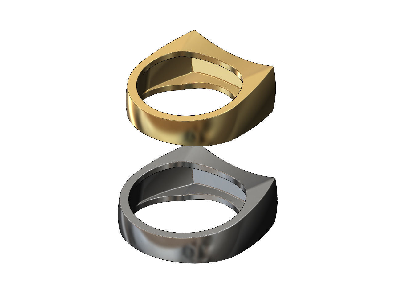 Concave sides rectangular signet ring 3D model 3D printable | CGTrader