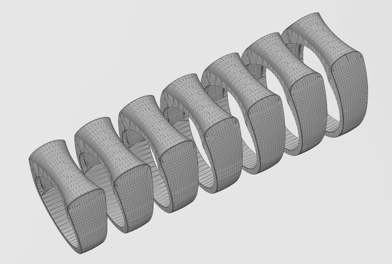 Concave sides rounded top rectangular ring 3D model 3D printable | CGTrader