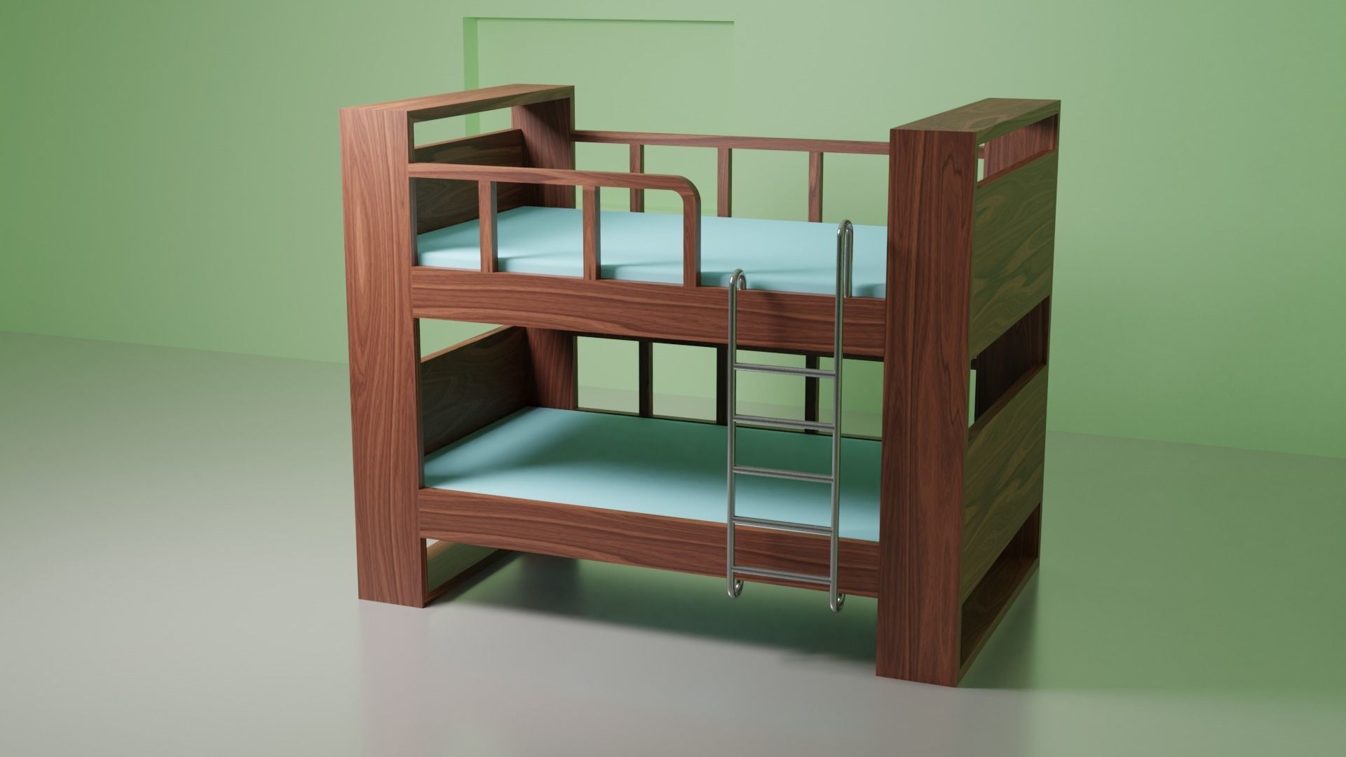 Wooden double storey bed for kids free 3D model | CGTrader
