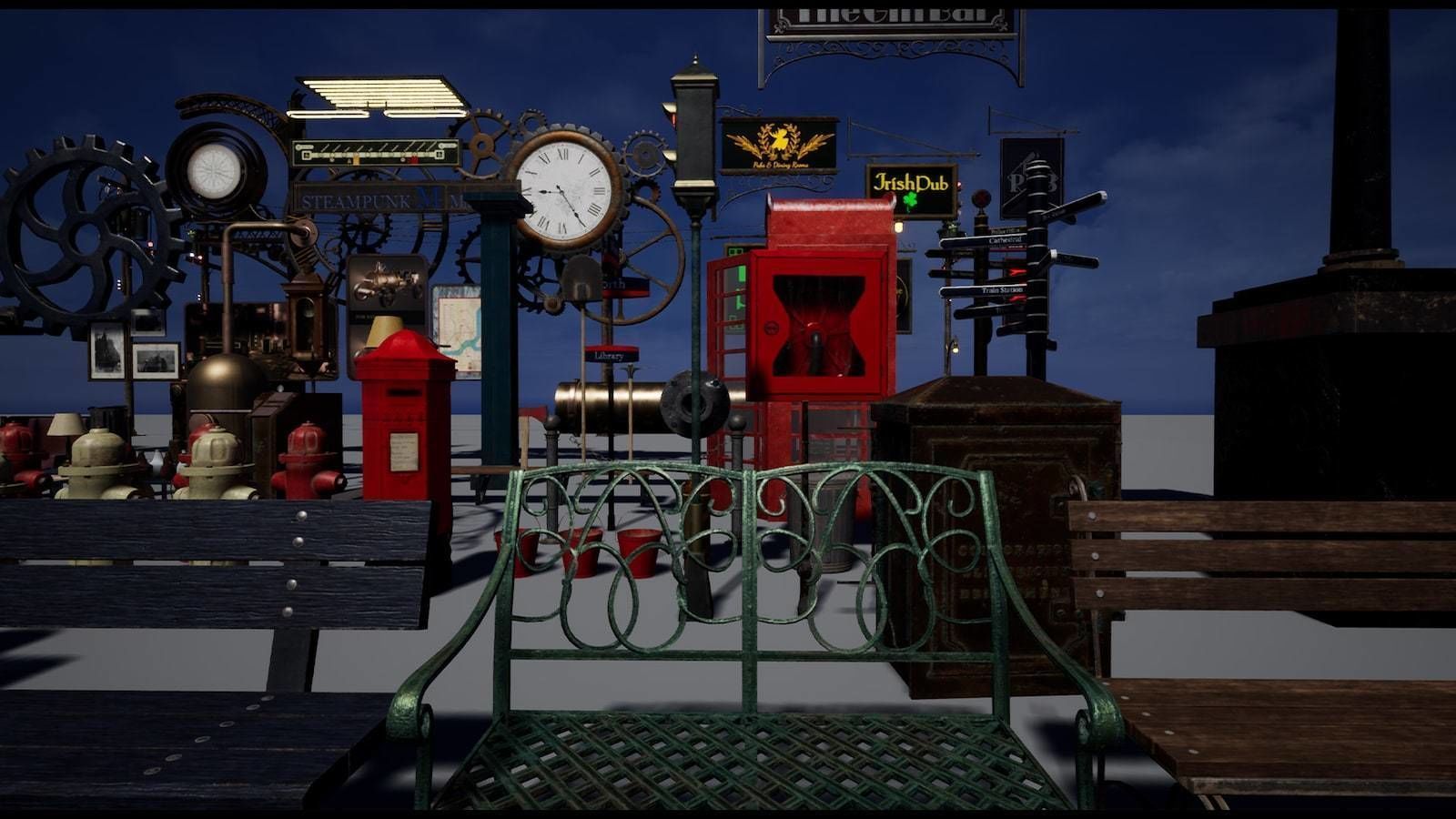 3D model Steampunk Victorian Props Set Both Interior and Exterior VR ...