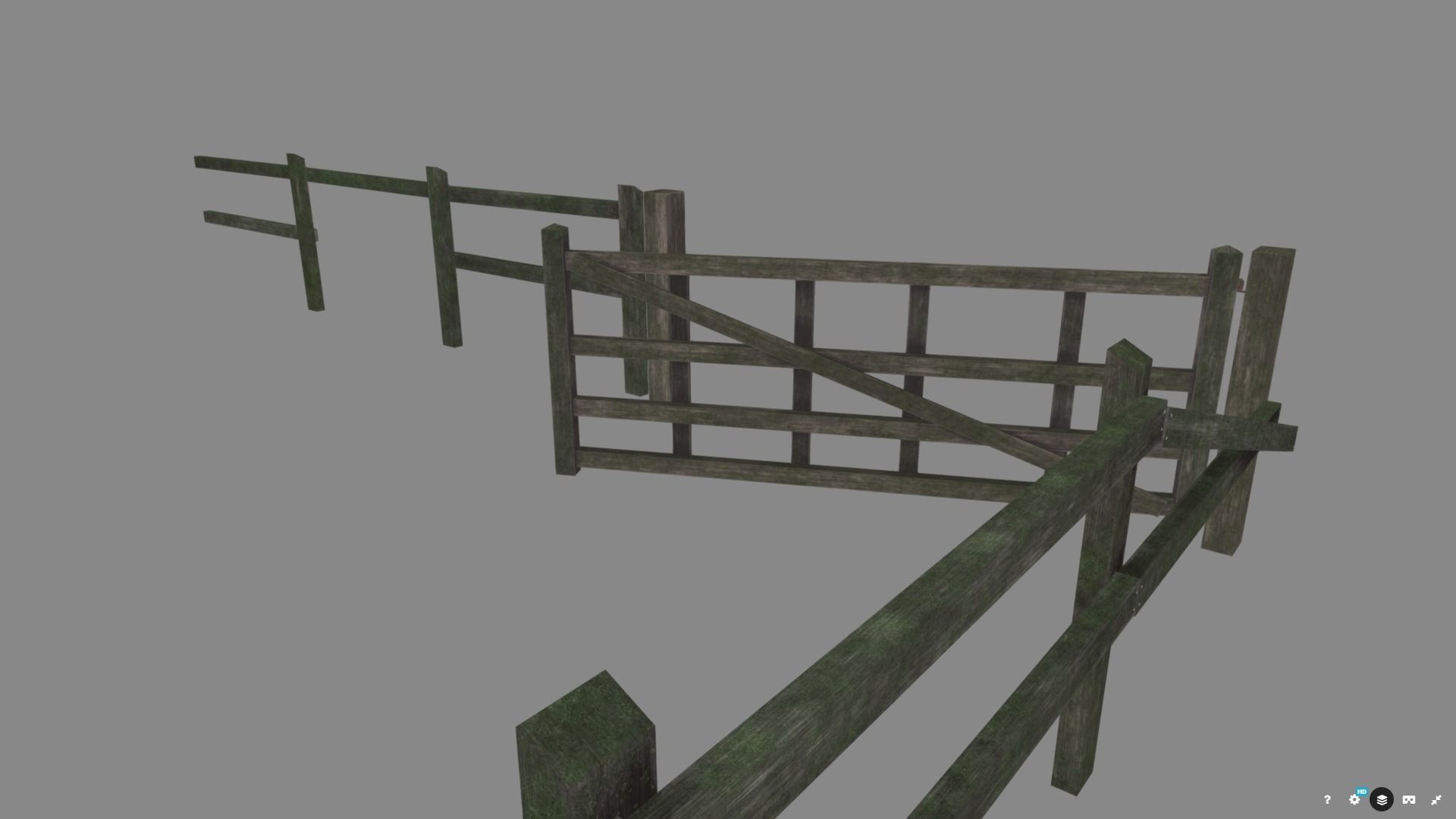 Low poly modular old wooden fence free VR / AR / low-poly 3D model ...
