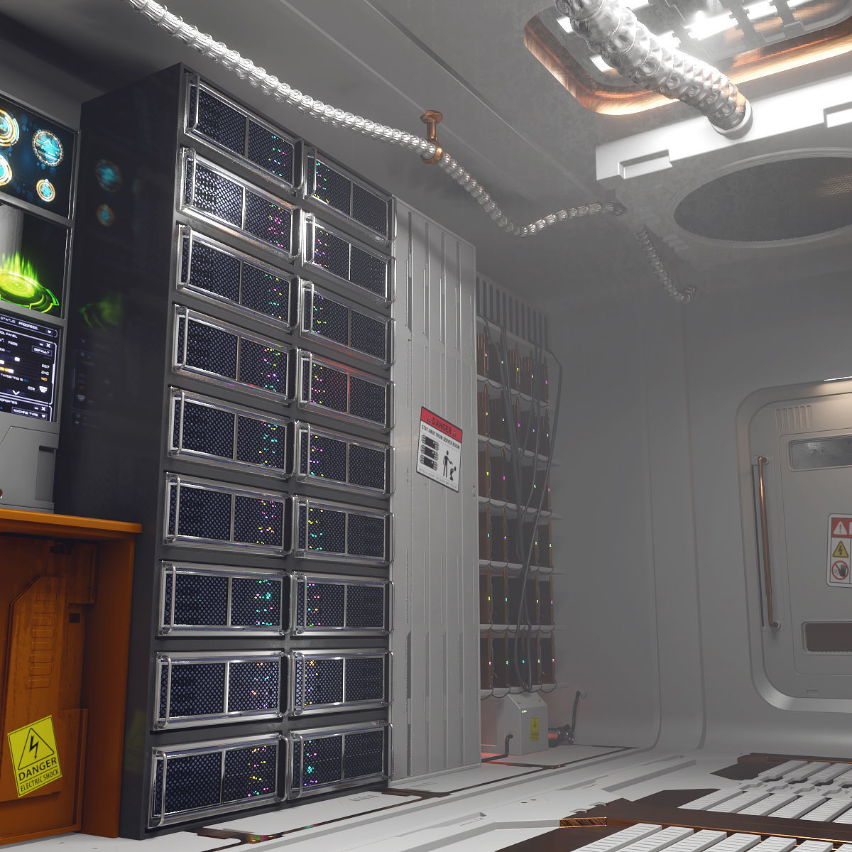 sci-fi shuttle server room textures eevee 3D model | CGTrader