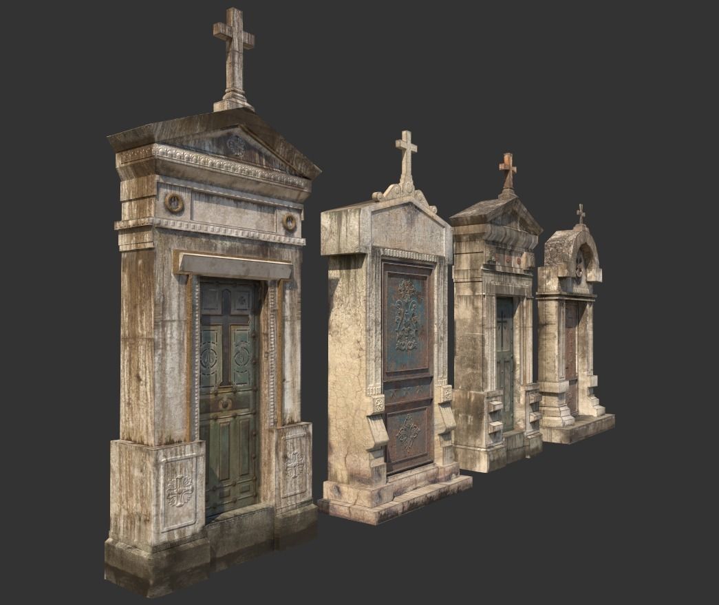 Mausoleum Entrances Lined Side By Side 3D model | CGTrader