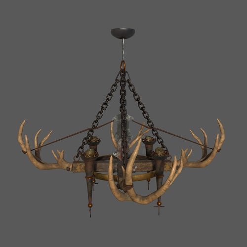 3D model Medieval Antler Chandelier Design Three VR / AR / low-poly ...