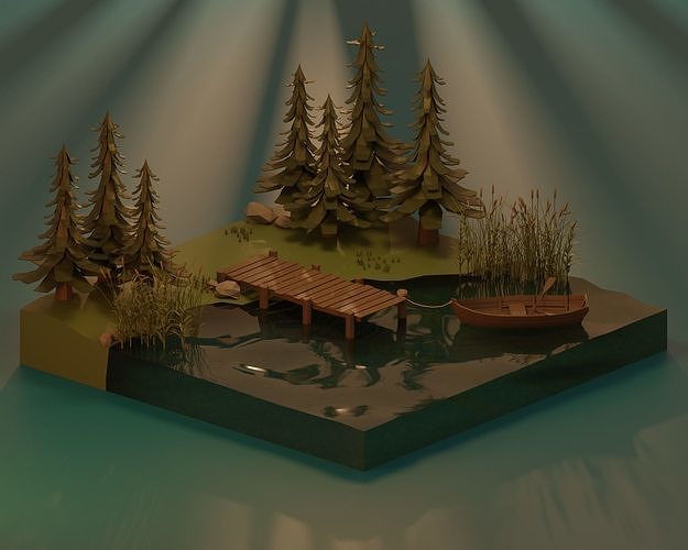 3D model Lake VR / AR / low-poly | CGTrader