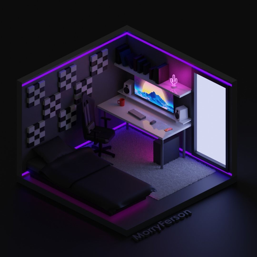 Isometric Gaming room 3D model | CGTrader