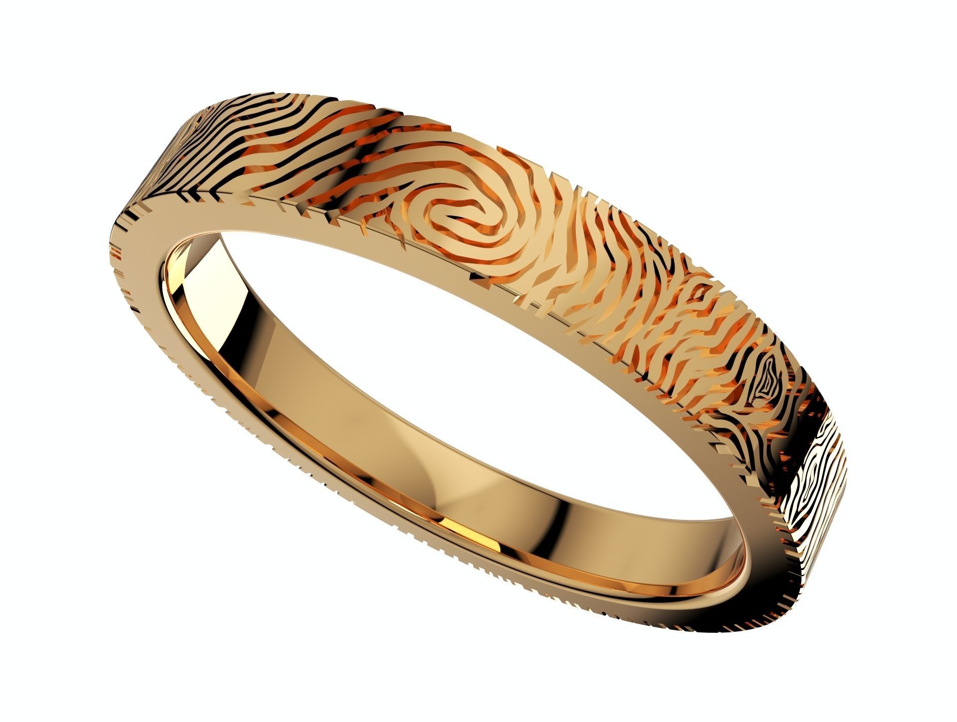 Wedding Set Rings Finger Print Styles CAD Design- CC125W 3D model 3D ...