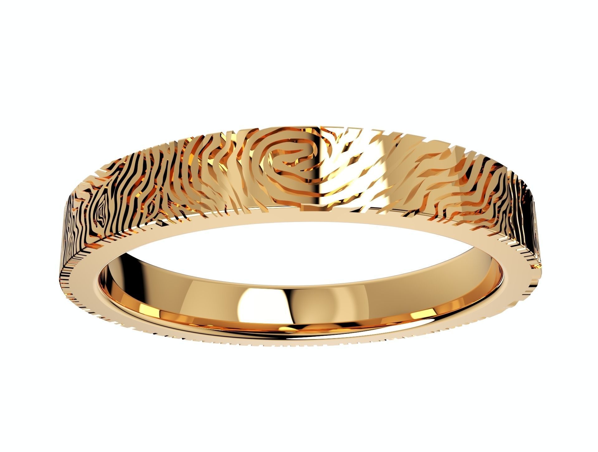 Wedding Set Rings Finger Print Styles CAD Design- CC125W 3D model 3D ...