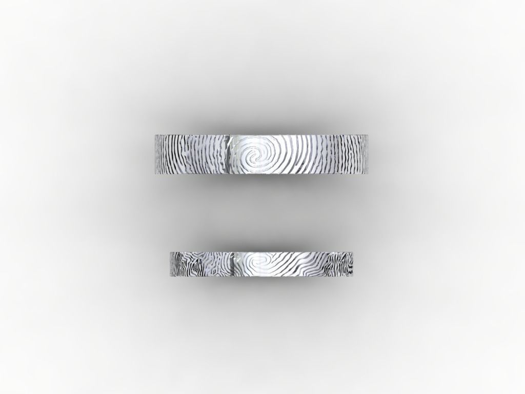 CC125-Wedding Set Rings Finger Print Styles CAD Design 3D Model ...