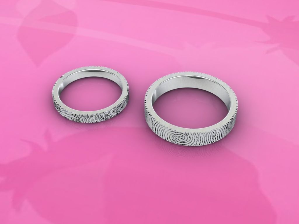 CC125-Wedding Set Rings Finger Print Styles CAD Design 3D Model ...
