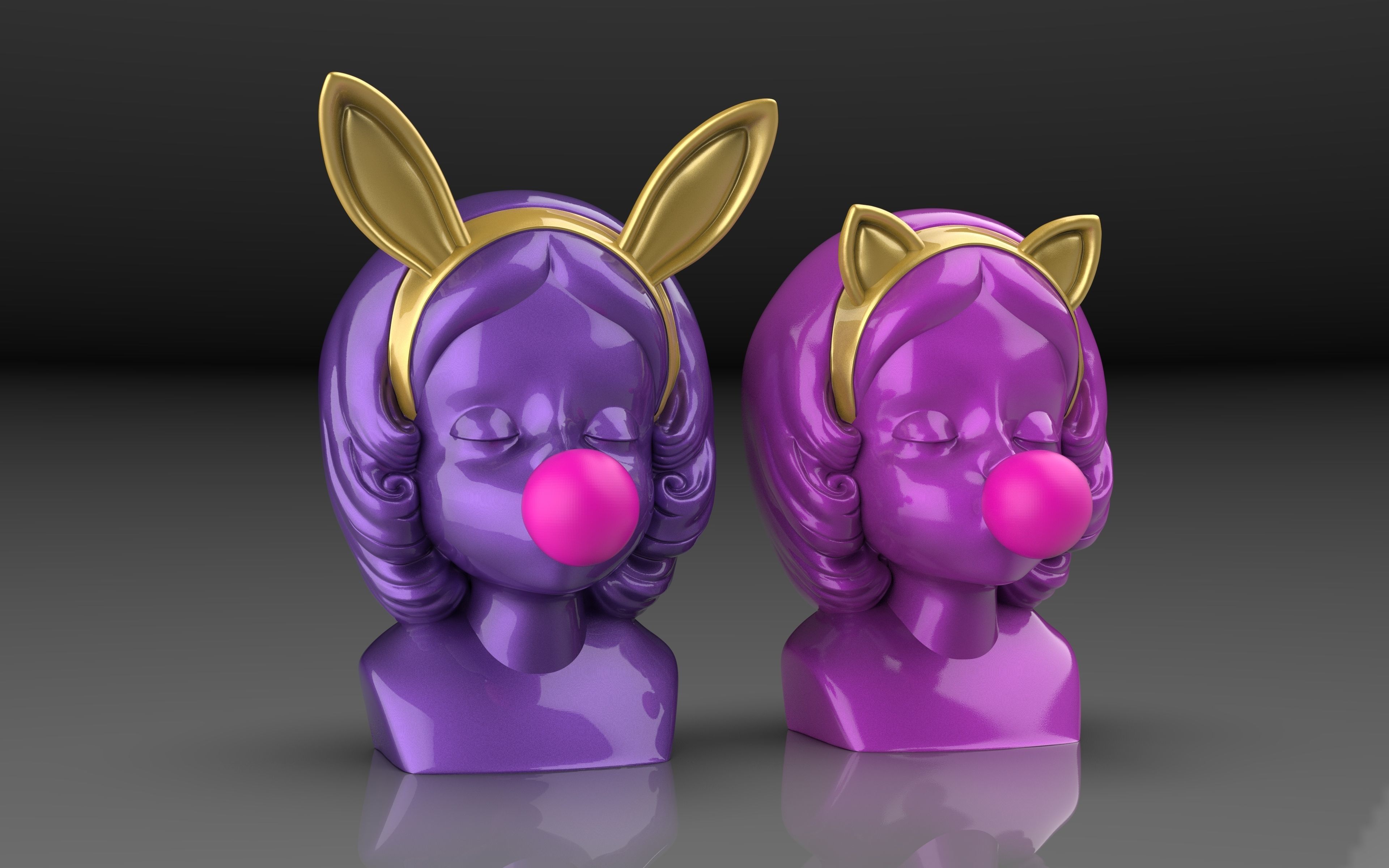 3D print model Bubble Gum Girl Statuette | CGTrader