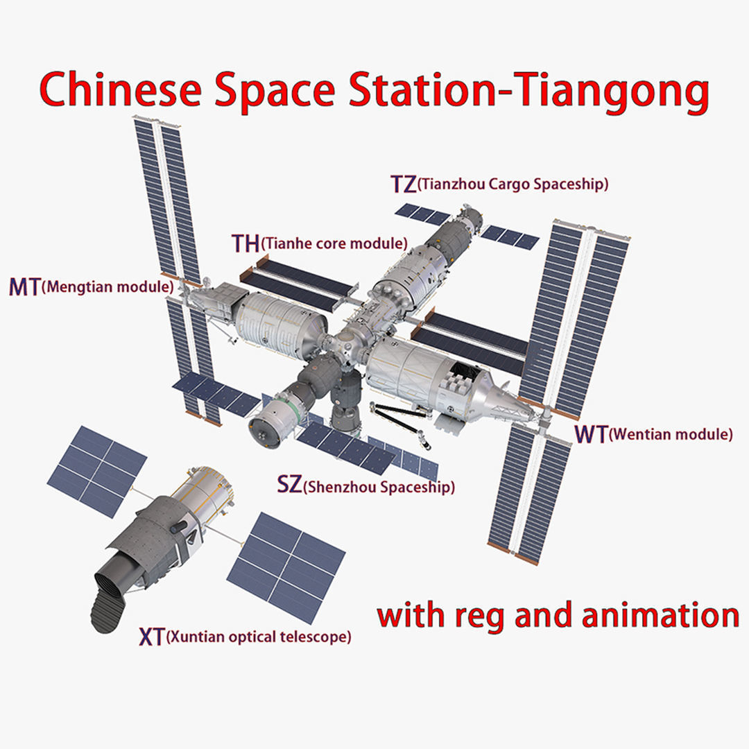 Chinese Space Station Tiangong TG CSS 3D model animated rigged | CGTrader