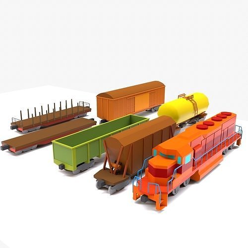 3D model low poly railway train VR / AR / low-poly | CGTrader