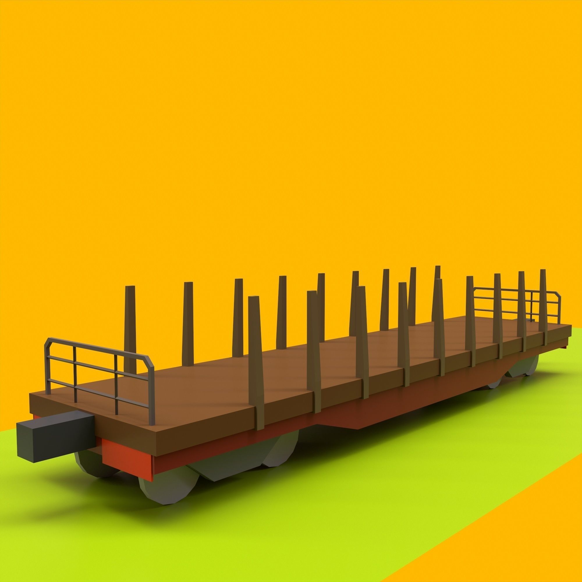 3D model low poly railway train VR / AR / low-poly | CGTrader