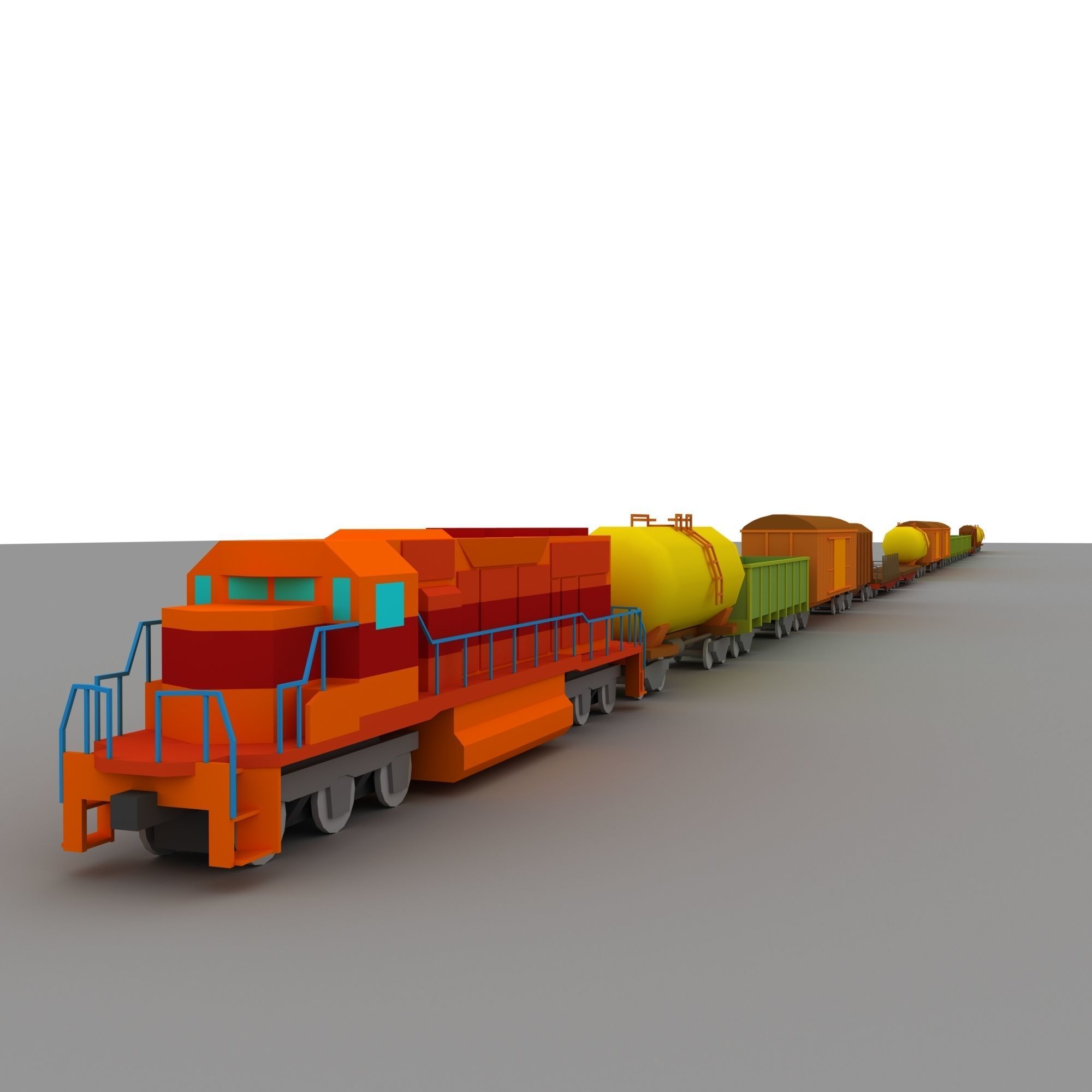 3D model low poly railway train VR / AR / low-poly | CGTrader