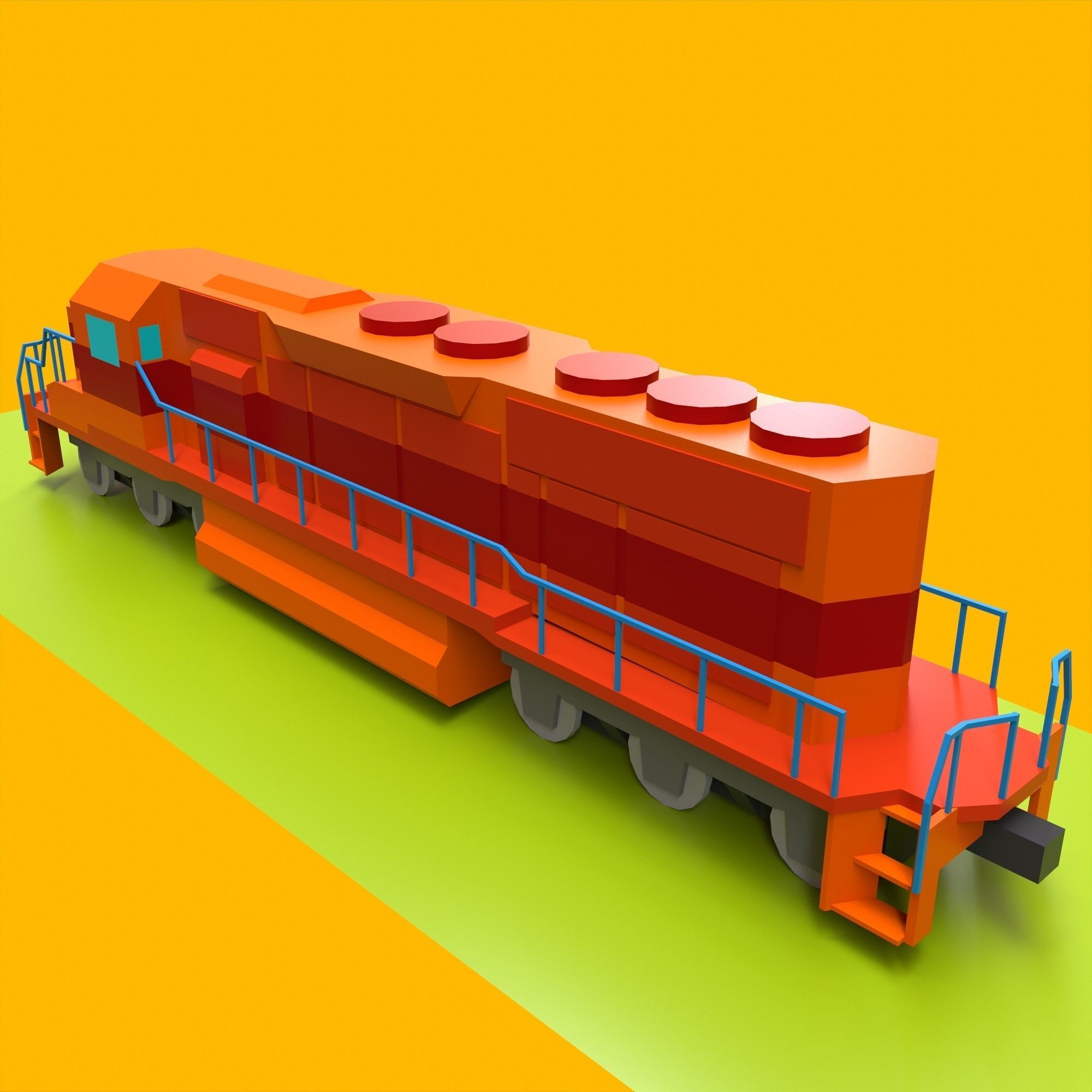 3D model low poly railway train VR / AR / low-poly | CGTrader