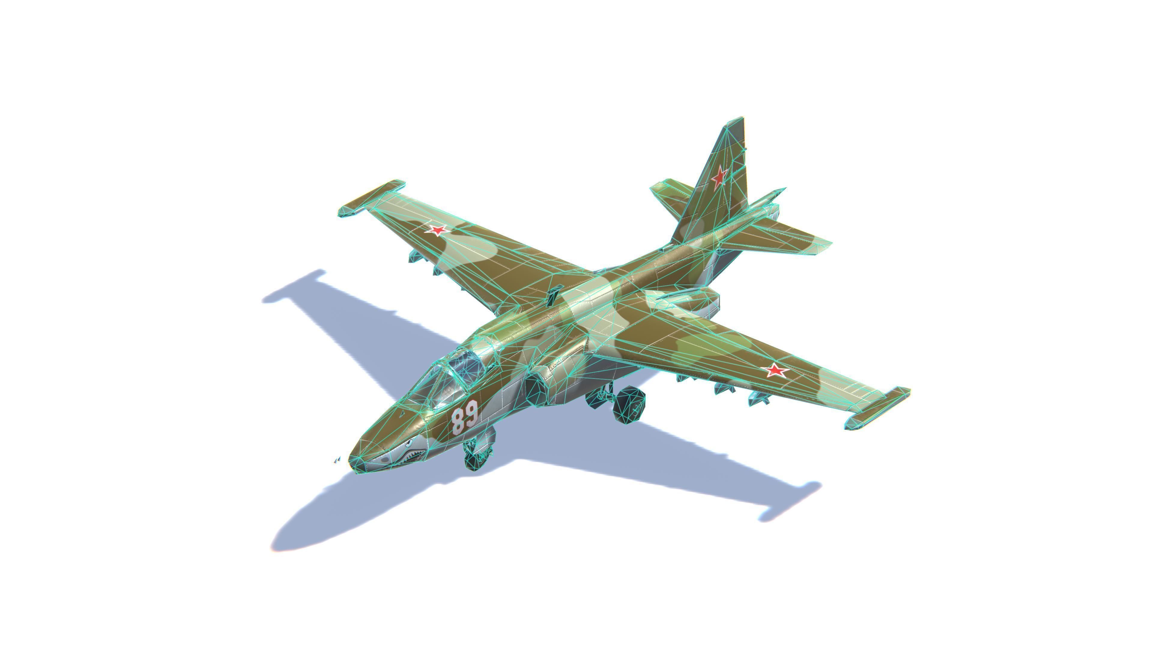 3D model SU-25 Frogfoot Jet Fighter Aircraft VR / AR / low-poly | CGTrader