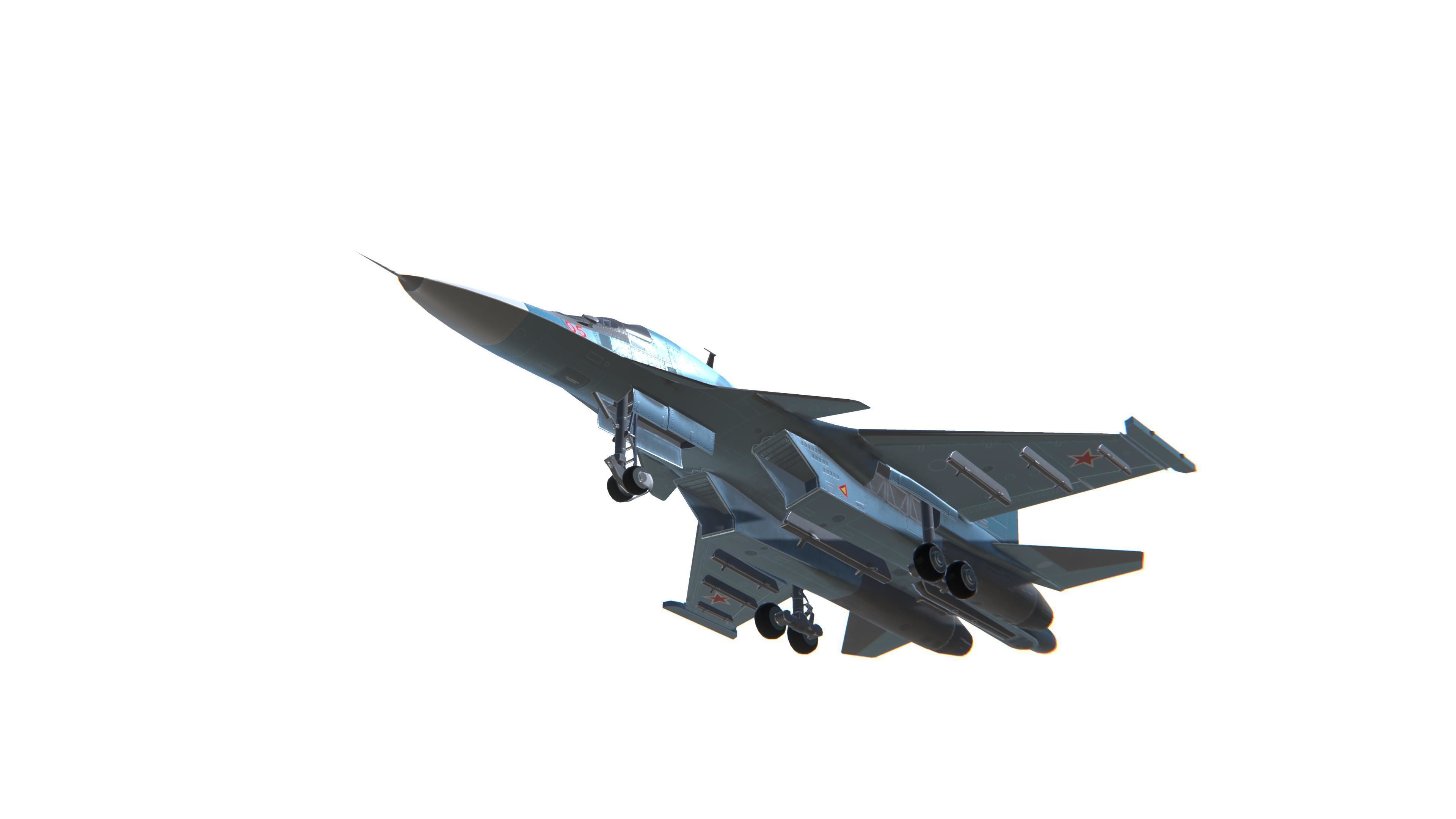3D model SU-34 Fullback Jet Fighter Aircraft VR / AR / low-poly | CGTrader