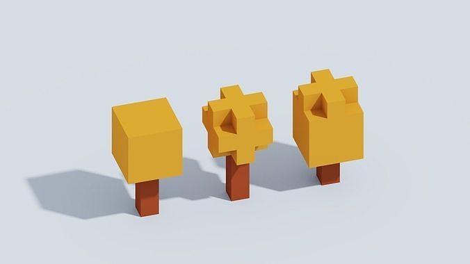 3D model Voxel Tiny Autumn Forest VR / AR / low-poly | CGTrader
