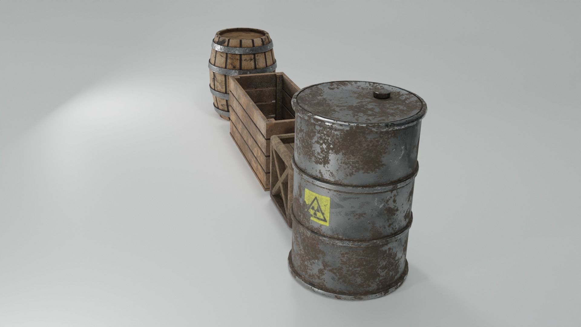 3D model Wooden metal barrel - game ready asset VR / AR / low-poly ...