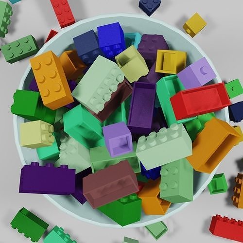 Bucket of Lego 3D model | CGTrader