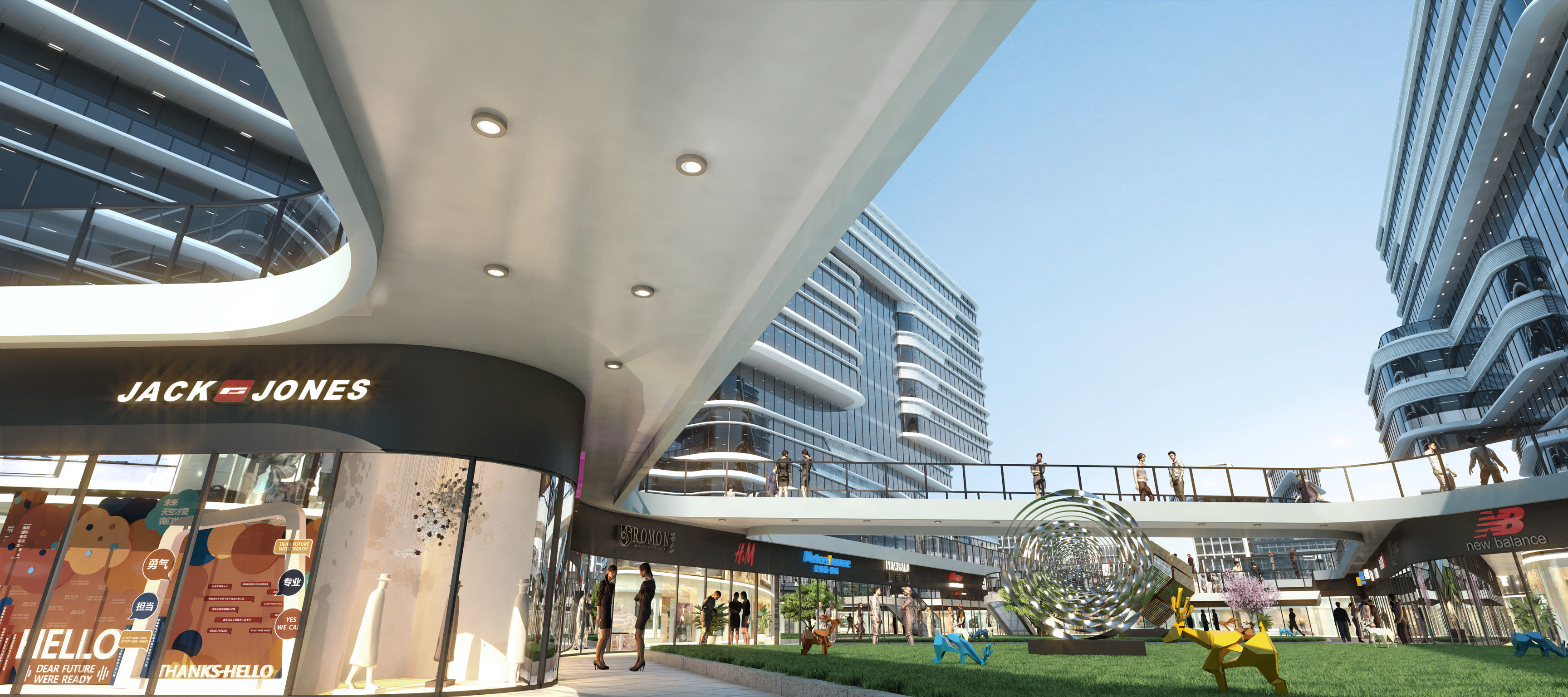 Commercial CBD shopping malls 3D model animated | CGTrader