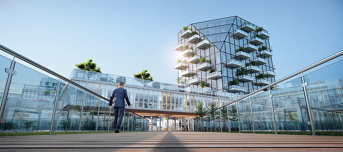 Office building 2 3D model animated | CGTrader