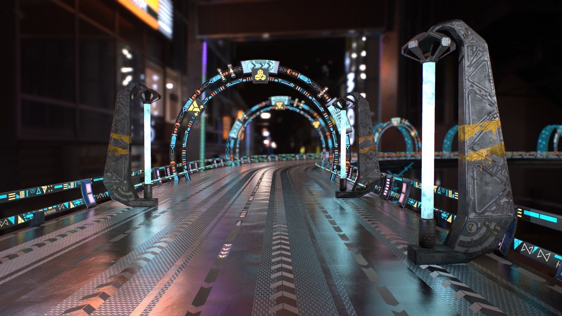 3D model Sci Fi - Cyberpunk Street Light VR / AR / low-poly | CGTrader