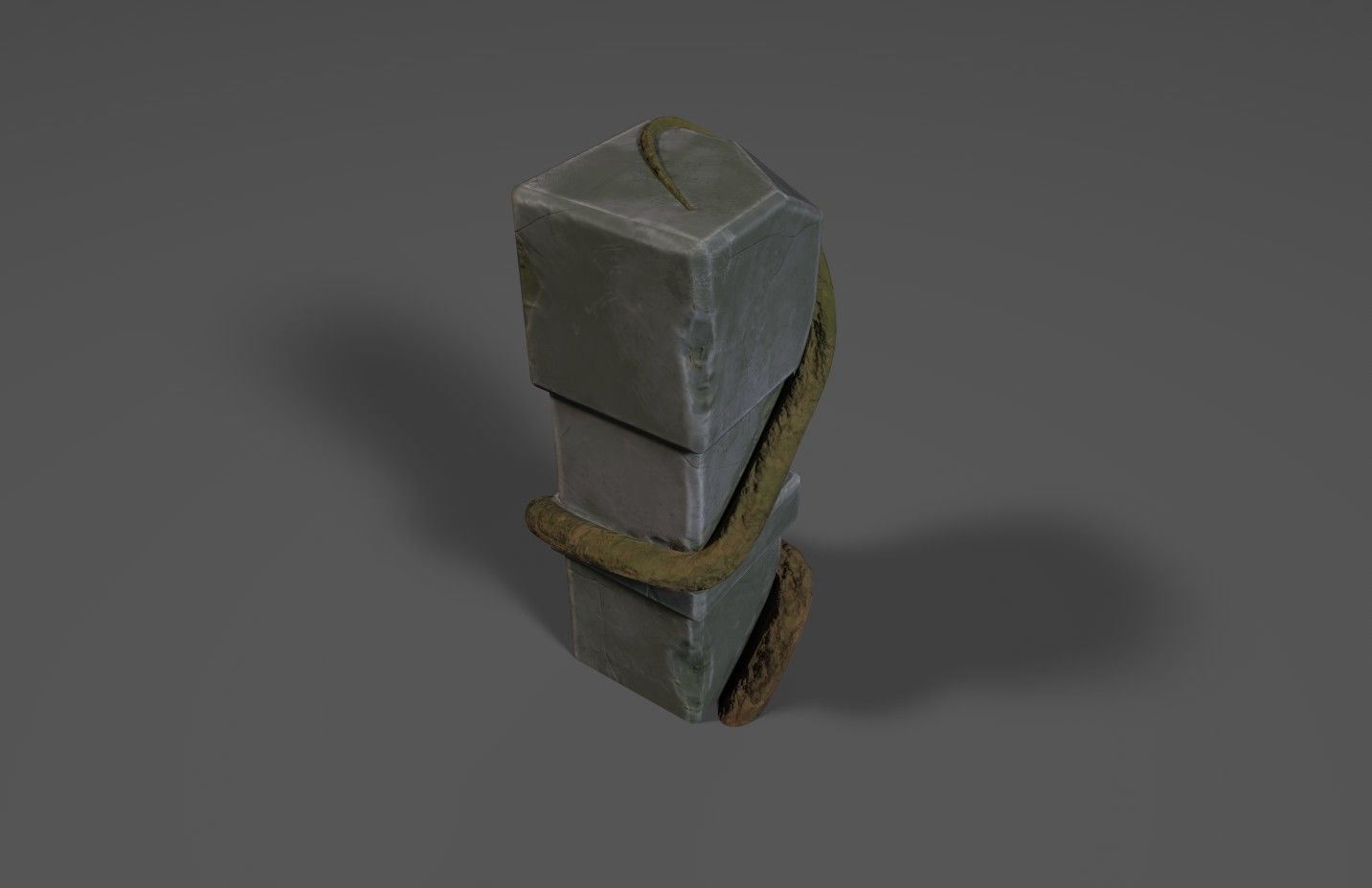 3D model Low-poly stylized stone obelisk with root or vine VR / AR ...