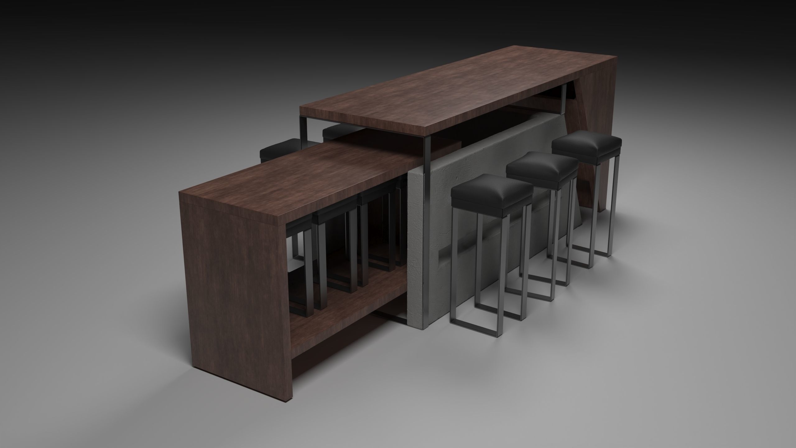 Extendable table and chairs free 3D model | CGTrader