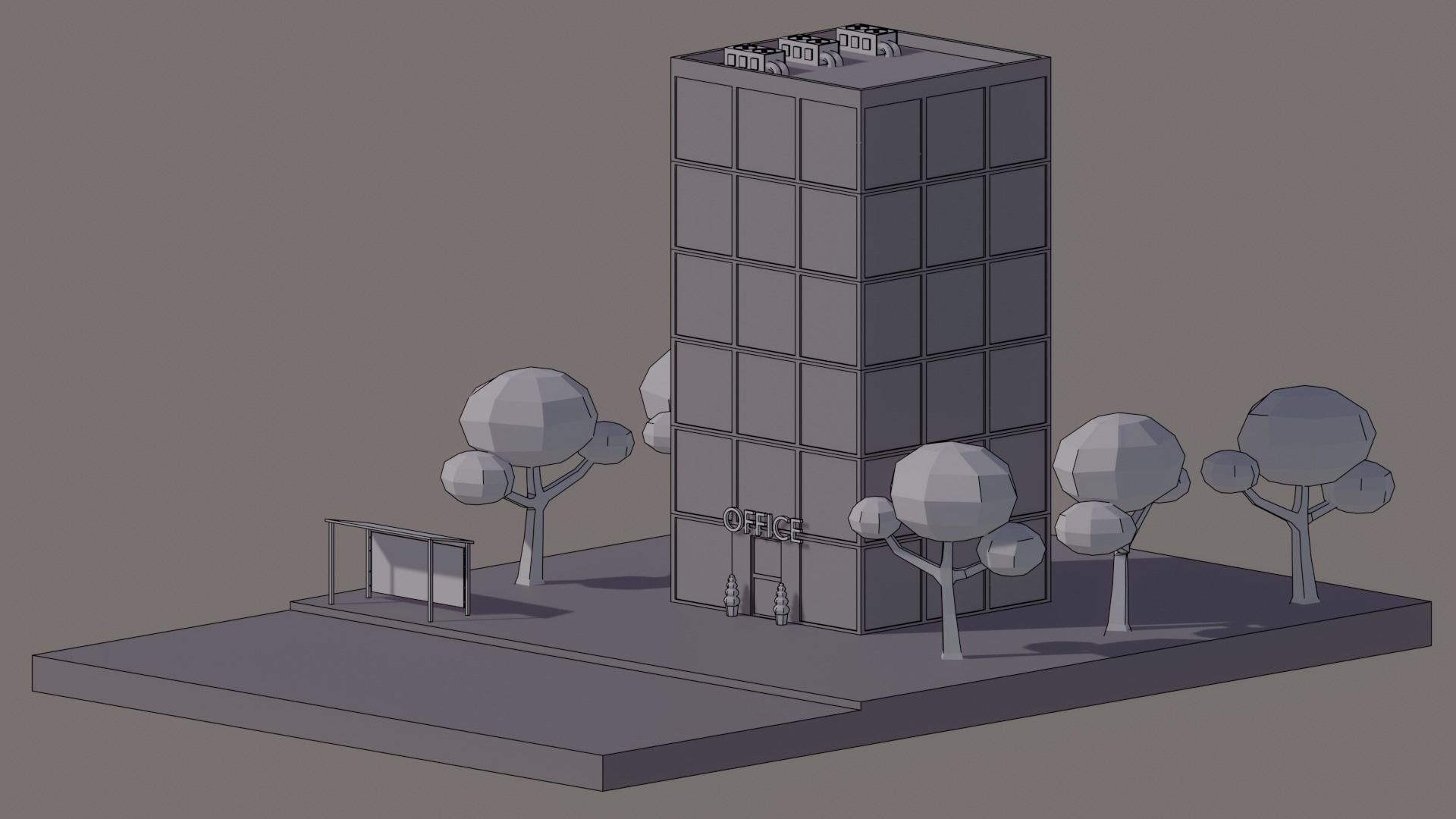 3D model Low Poly Skyscraper Highrise Office Building VR / AR / low ...