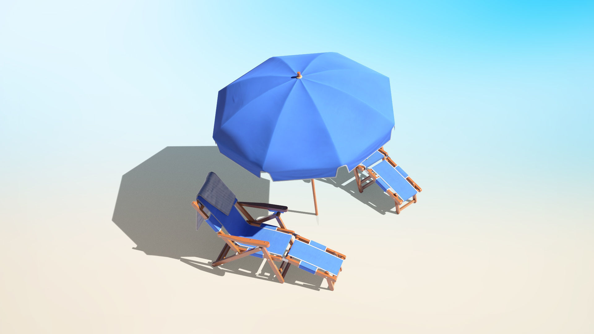 3D model Beach Chairs Set With Umbrella VR / AR / low-poly | CGTrader